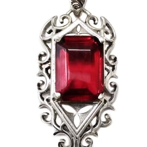 925 Sterling Silver Pendant Setted Faceted Hydro Ruby Stone TV Show ...