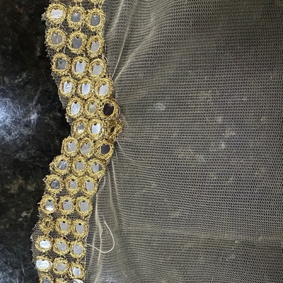 Women's White Embroidered Net Stole/ Dupatta, Bridal Fabric, Saree ...