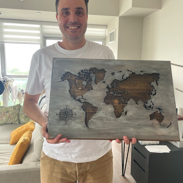 Carved Wooden Map, Panel Art, Extra Large Map, Home Decor, Luxury Home ...