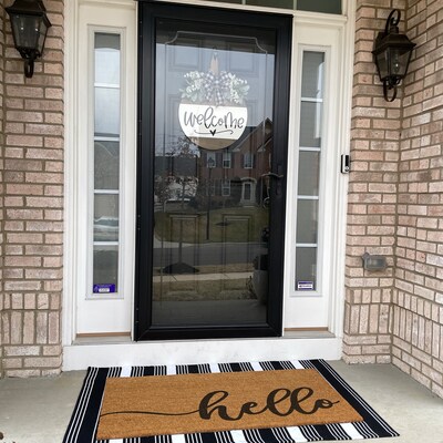 Doormat Hello Cursive Script Door Mat Cute Doormat Welcome Mat Door Mat ...