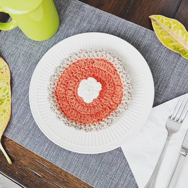 Decorative Cutie Pie Coaster Crochet Pattern | Pumpkin Pie Coaster ...
