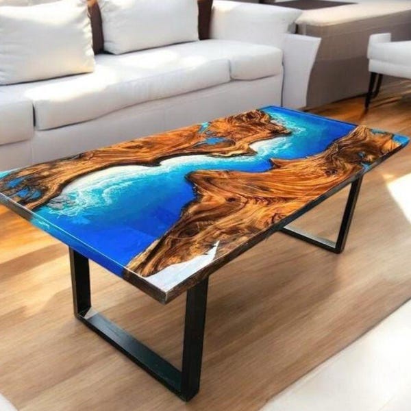 Resin Table Gray Epoxy Resin Wood Table Top Dining & Coffee Modern ...
