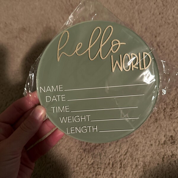 Hello World Baby Stat Sign, Acrylic Baby Birth Announcement, Hello ...