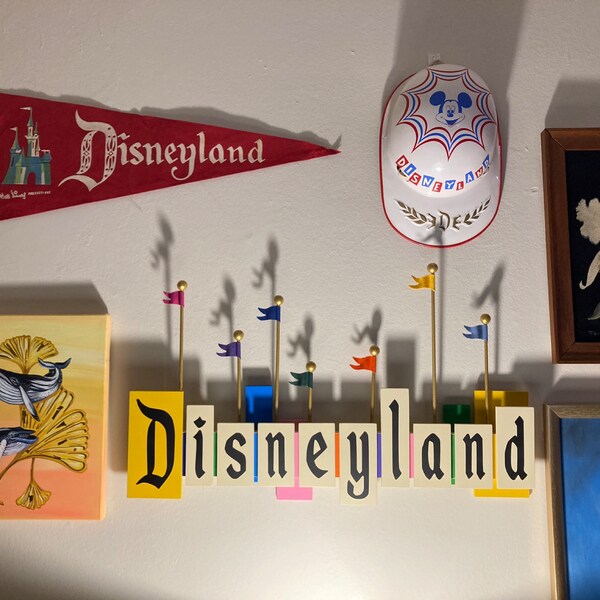 Vintage Disneyland Entrance Sign With Flags - Etsy