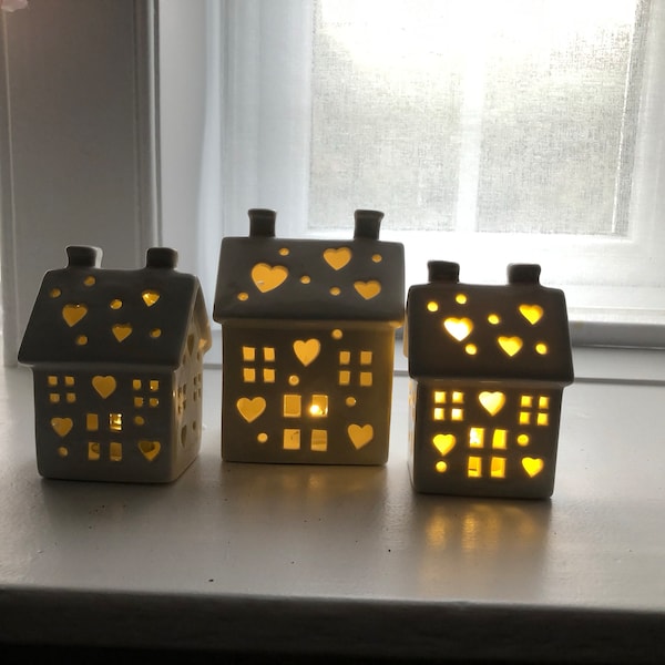 Illuminated Ceramic LED House Collection - Etsy UK