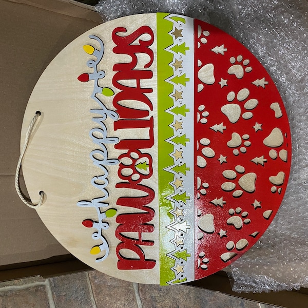 Happy Pawlidays Hanging Sign Home Decor Multiple Sizes Available ...