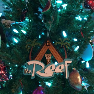 Tiki Christmas Tree Ornament Santa Claus Moai Sandwich Isles Barkcloth ...