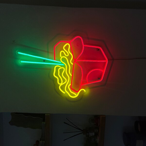 Chinese Take Out Box LED Neon Sign | Chinese Food Wall Decor | Ramen ...