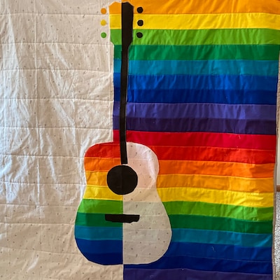 Guitar Applique Quilt Pattern, beautifully Acoustic 67 X 57 Twin ...