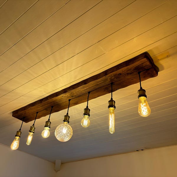 Live Edge 3/5/7 Pendant Wooden Plank Light - Etsy UK