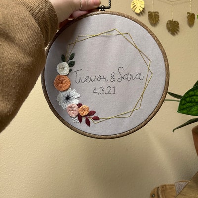 Custom Wedding Anniversary Embroidery Hoop Cotton Anniversary Gift Art ...