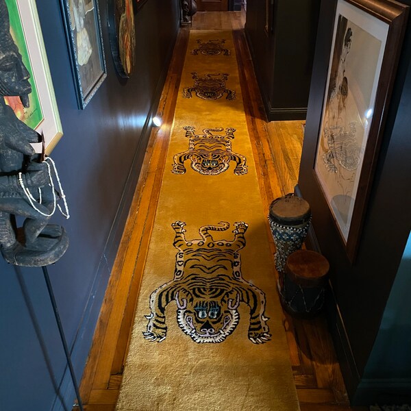 HAND TUFTED Carpet-new Colour Golden Orange Tibetan Tiger Stair Rugs ...