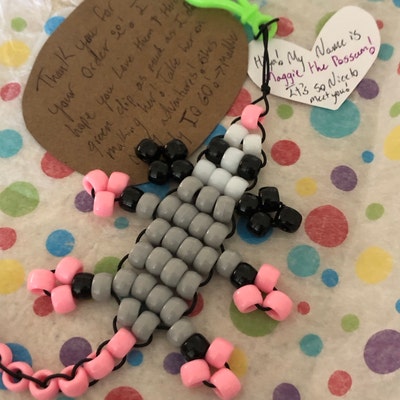 Pony Bead Possum Keychain - Etsy