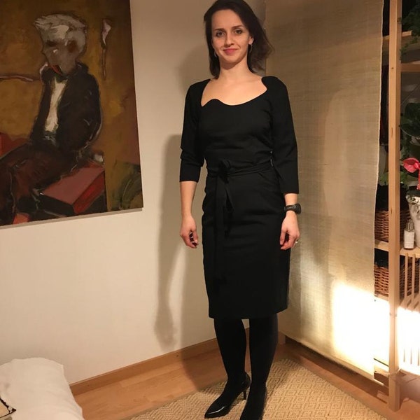 Janice - Old Hollywood Pencil Dress Curve Neckline - Etsy