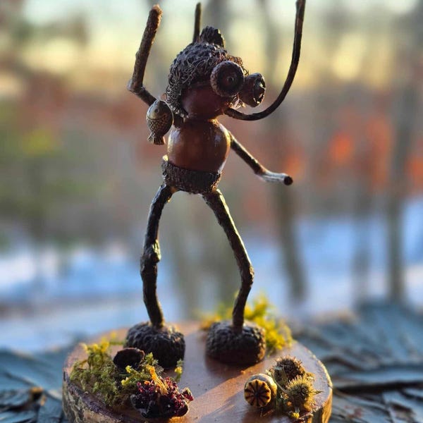 Oakie Acorn Elves, Fantasy Art Figurine, fishing With Dad. - Etsy