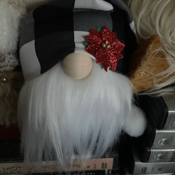Christmas White Black Buffalo Plaid Slouchy Hat Gnome, White Black ...