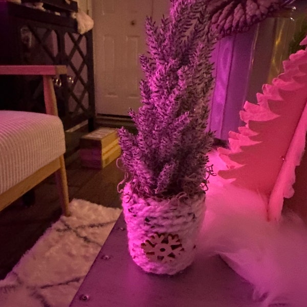 Mini Farmhouse Faux Christmas Tree Crochet Planter Sweater Cozy Winter ...