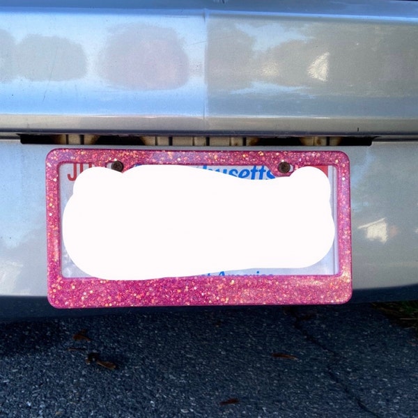 Bright Pink Glittered License Plate Frame| Custom License Plate Frame ...