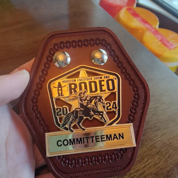Leather Badge Holder - Personalized Rodeo Committee Badges - Custom ...