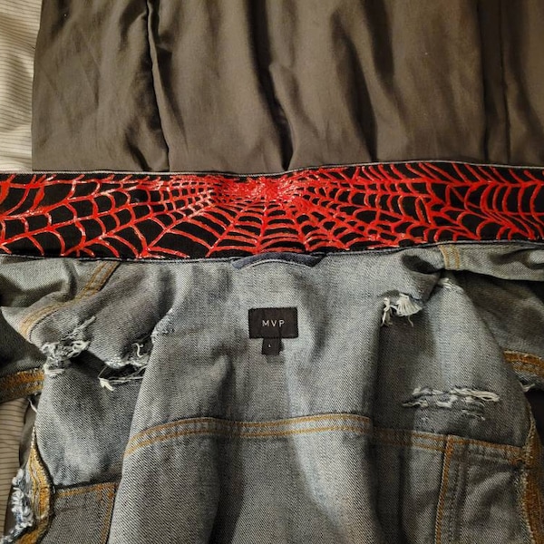 Spider Web Collar Screen Printed Patch Horror Punk Black Metal Goth - Etsy