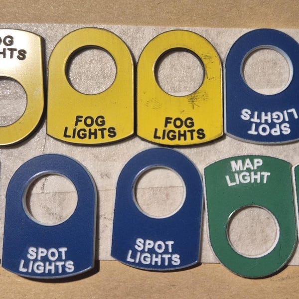 Classic Car Toggle Switch Label Tags, ( Any HOLE Size ) ( Any TEXT ...