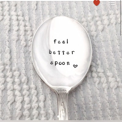 Get Well Gift Feel Better Spoon, Hand Stamped Vintage Silverware, Care ...