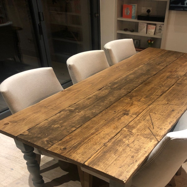 Reclaimed Farmhouse Dining Table - Rustic Kitchen Table - Painted ...