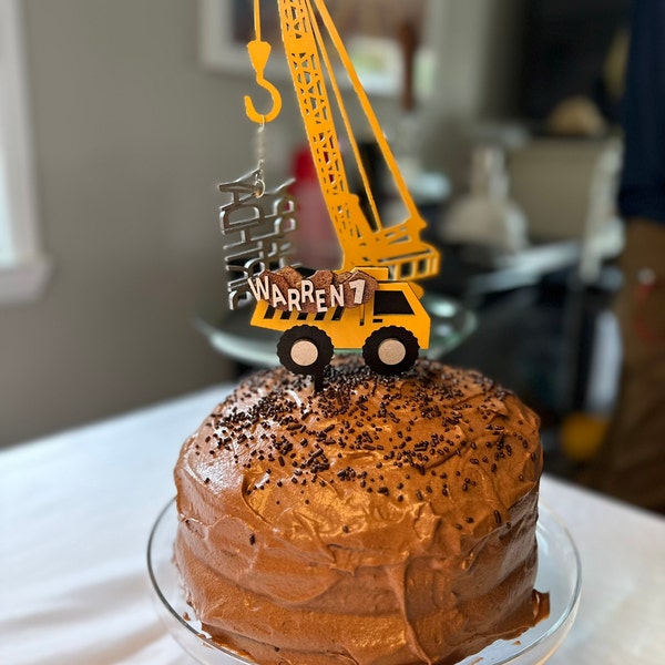 Construction Birthday Party, Personalized Wood Construction Truck Crane ...