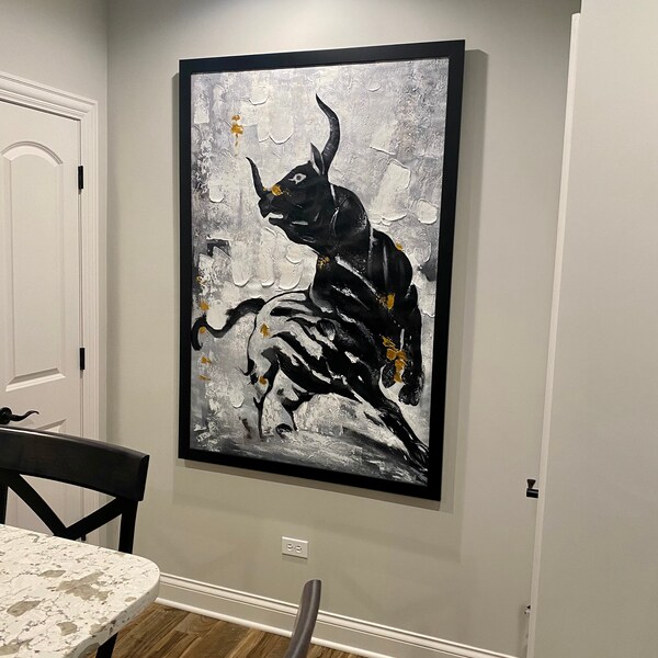 Original Abstract Painting, Textured Bull Painting on Canvas, Ox Year ...