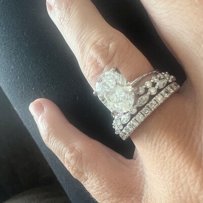 Open Wedding Band Colorless Moissanite Open Wedding Band Bubble Prong ...