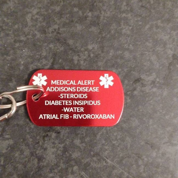 Aluminium Medical ID Alert Dog Tags, Personalised Engraved. Emergency ...