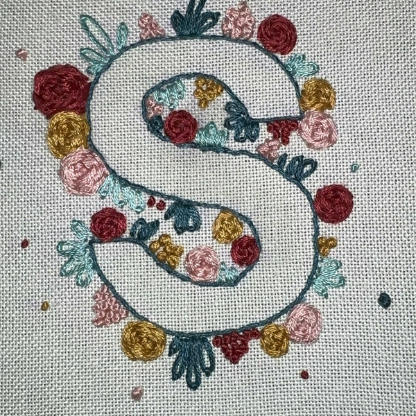 Christmas Letter Embroidery Pattern - Initial Hand Embroidery Design ...