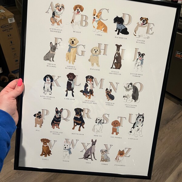 Dog Alphabet Art for Boho Nursery Digital Download Gender Neutral ...