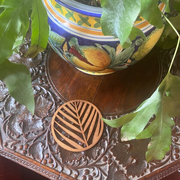 Set of 4 Leaf Pattern Wooden Coasters - Etsy