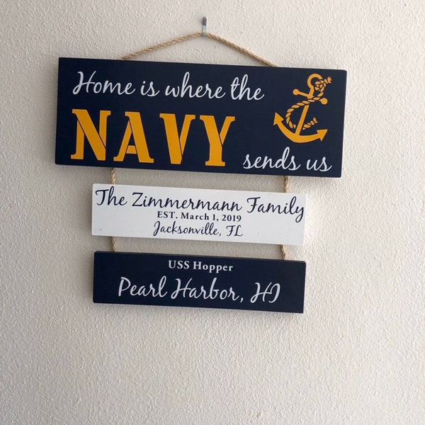 Home is Where the Navy Sends Us, Navy Sign, Patriotic Wall Décor, Navy ...