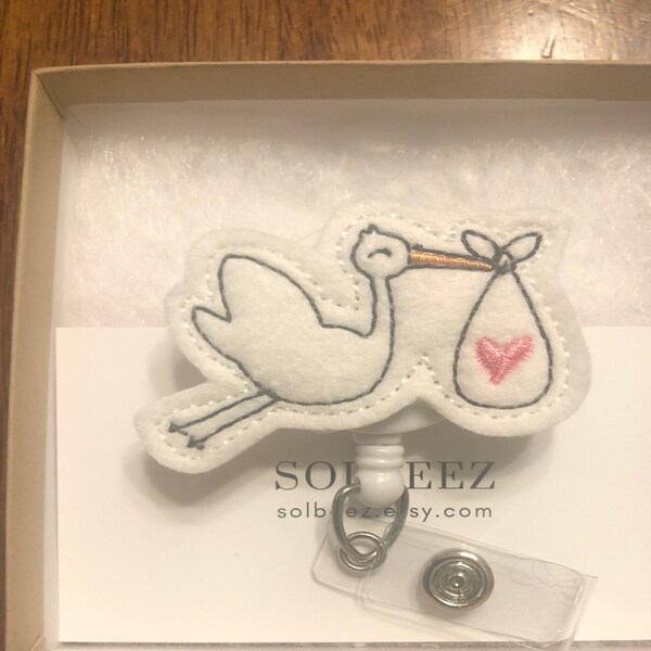 Stork Badge Reel / Nurse Badge Reel / OBGYN / Retractable ID Badge ...