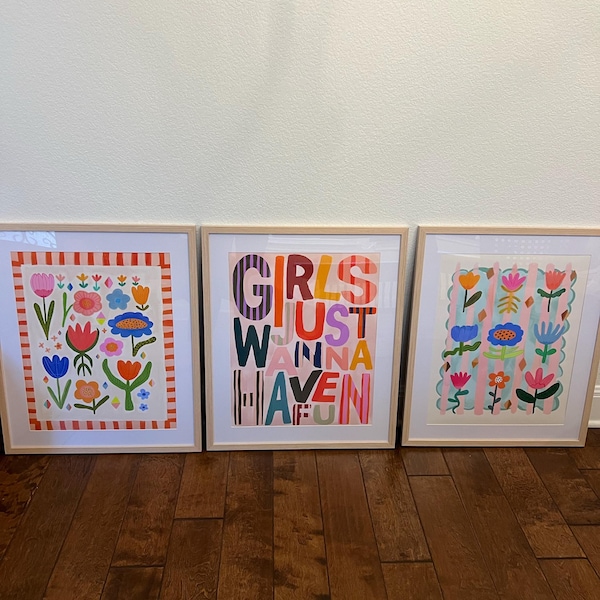 Girls Just Wanna Have Fun Print: Colorful Typography Wall Art - Etsy