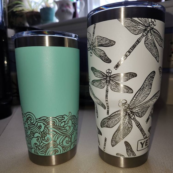 Yeti 20oz Cup With Beach / Ocean Themed Wrap - Laser Engraved 360 ...