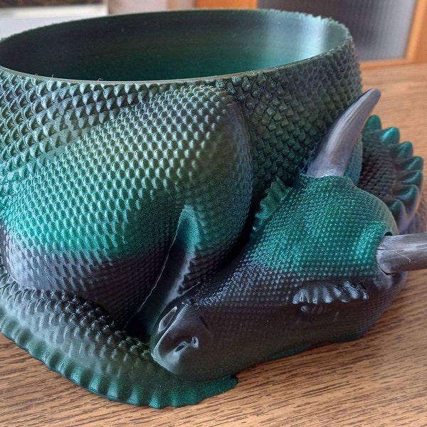 Horned Dragon Yarn Bowl | 3D Printed | Dragon Yarn Bowl With Horns ...