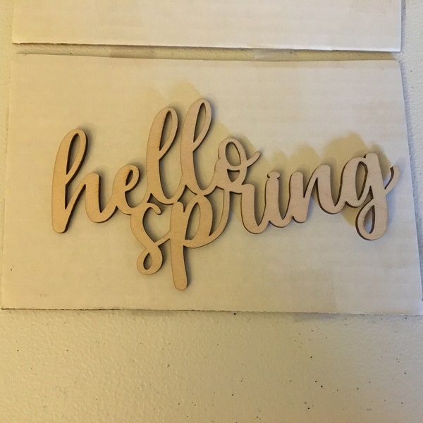 Hello Spring Wood Sign, Multiple Sizes, Laser Cut, Holiday Wooden ...