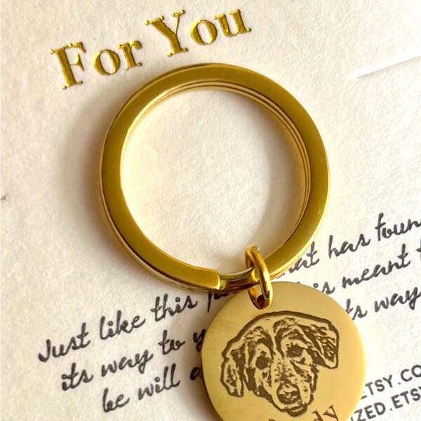 Personalized Keychain Dog Pet Portrait Keychain Pet Lovers Gift Dog ...