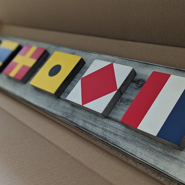 Custom Wood Signs Flag Signs Nautical Decor, Navy Signal Sign Coastal ...
