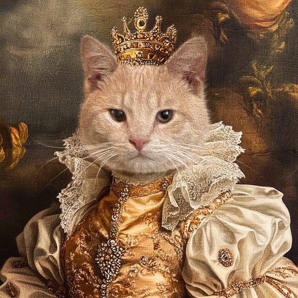Christmas Pet Portrait, Regal Animal Painting, Pet Christmas Gift ...
