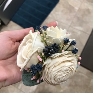 Slate Blue, Blush, and Light Pink Sola Wood Flower Bouquet - Etsy