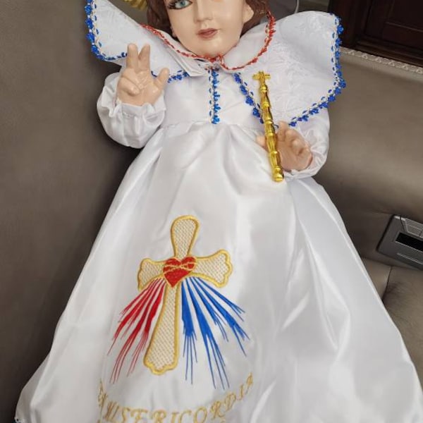 Ropon Tejido Azul , Ropa De Niño Dios,baby Jesus Dress , Traje De Niño ...