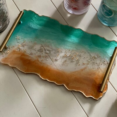 Resin Ocean Coaters 16 Dollars per Coaster with Seashell Embelishments . - Etsy