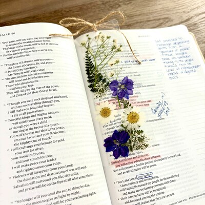 Forget Me Not Bookmark Real Dried Flowers Gift for Reader Bookmark for ...