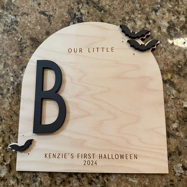 DIY Footprint Art, Baby's First Halloween, My Little Boo Sign, Wooden ...