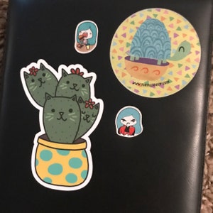 Cactus Sticker, Cat Decal, Potted Plant Sticker, Plant Mom, Prickly ...