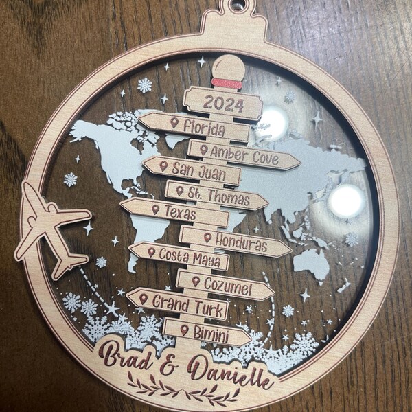 Personalized Travel Adventure Ornament, Custom Traveling Destination ...